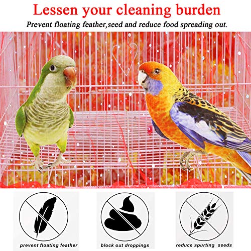 FYANER Bird Cages Cover Seed Catcher Birdcage Nylon Mesh Net Cover Skirt Guard Birdcage Covers(Not Include Birdcage)(Red-M)