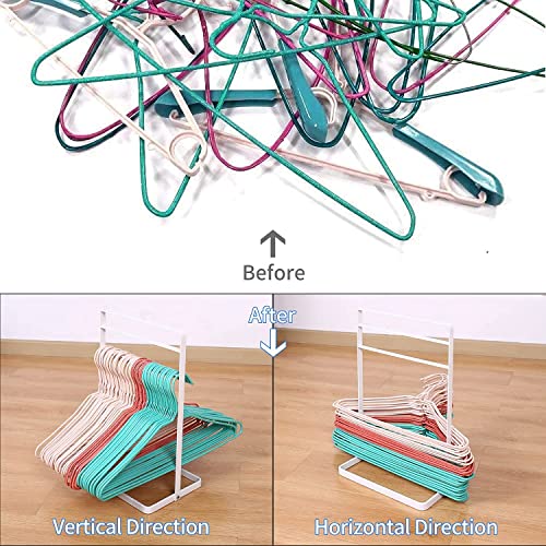 Hanger Storage Organizer,50 Velvet Clothes Hanger Holder,Hanger Stacker Rack for Laundry Closet,Drying Rack,Hanger Caddy Stand for Adult or Child Clothes Hangers(White-2 Pack)