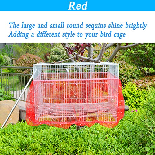 FYANER Bird Cages Cover Seed Catcher Birdcage Nylon Mesh Net Cover Skirt Guard Birdcage Covers(Not Include Birdcage)(Red-M)