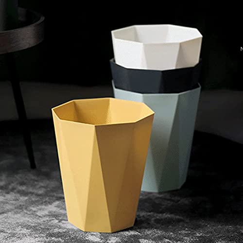 Qinlee Spruce Sleek and Stylish Polygonal Plastic Small Wastebasket Trash Can for Bedroom, Living Room, Home Office, Children's Room Garbage Container Bin(Mustard Yellow,S/7.8"x9.5")