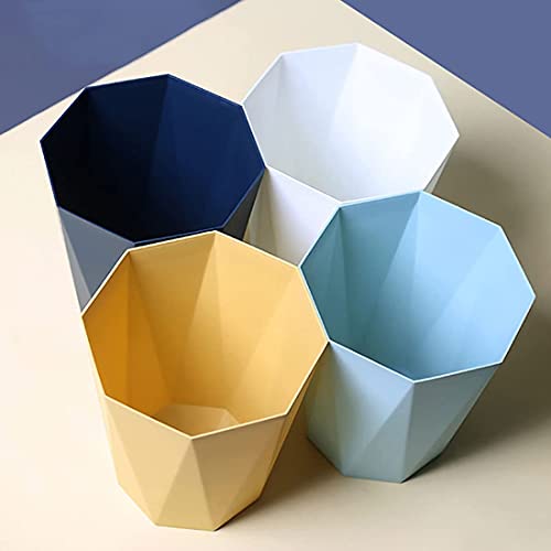 Qinlee Spruce Sleek and Stylish Polygonal Plastic Small Wastebasket Trash Can for Bedroom, Living Room, Home Office, Children's Room Garbage Container Bin(Mustard Yellow,S/7.8"x9.5")