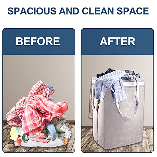 LANSCARE 72L Laundry Baskets Quality Hampers For Laundry Large Capacity Collapsible Dirty Clothes Hamper With Lid Handles Liner Removable Bag Slim Free Standing Dorm Room Essentials