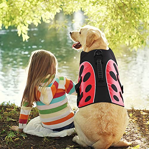 ASENKU Dog Life Jacket Pet Safety Vest Ripstop Flotation Pet Swimsuit Preserver with High Buoyancy and Durable Rescue Handle for Small, Medium, Large Dogs (Red, L