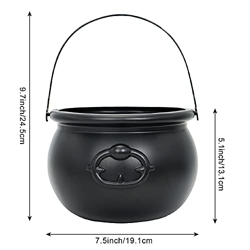 JOYIN Large Halloween Black Cauldron 7.5'', Halloween Candy Cauldron, Candy Kettle, Pot and Bucket, Black Witch Cauldron Candy Holder, Halloween St. Patricks Party Favor Decoration