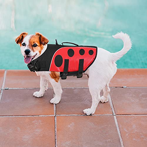 ASENKU Dog Life Jacket Pet Safety Vest Ripstop Flotation Pet Swimsuit Preserver with High Buoyancy and Durable Rescue Handle for Small, Medium, Large Dogs (Red, L