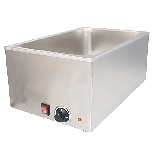 CMI Commercial Food Warmer,Electric Soup Warmer,20" x 12" Size, Stainless Steel Bain Marie, Buffet Food Warmer Steam Table for Catering and Restaurants,120V, 1200W