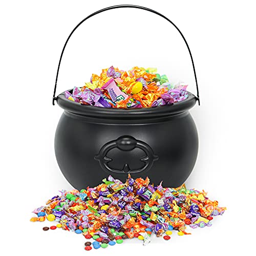 JOYIN Large Halloween Black Cauldron 7.5'', Halloween Candy Cauldron, Candy Kettle, Pot and Bucket, Black Witch Cauldron Candy Holder, Halloween St. Patricks Party Favor Decoration
