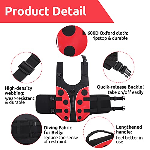 ASENKU Dog Life Jacket Pet Safety Vest Ripstop Flotation Pet Swimsuit Preserver with High Buoyancy and Durable Rescue Handle for Small, Medium, Large Dogs (Red, L