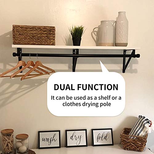 Kunzye 4 Pack of Closet Rod Brackets,Heavy Duty Black Closet Shelf & Rod Brackets,Closet Shelves Bracket with Rod Shelving Support, with Screws