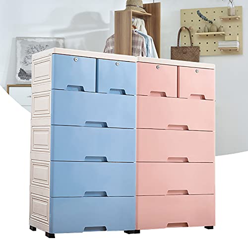 DNYSYSJ Plastic Storage Tower, 6 Drawers Plastic Dresser Storage Tower Closet Organizer, 40 X 19.7 Inch Storage Tower with Drawer, Multi-layer Closet Organizer for Home, Office, Bedroom (Blue)