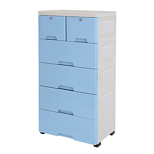 DNYSYSJ Plastic Storage Tower, 6 Drawers Plastic Dresser Storage Tower Closet Organizer, 40 X 19.7 Inch Storage Tower with Drawer, Multi-layer Closet Organizer for Home, Office, Bedroom (Blue)