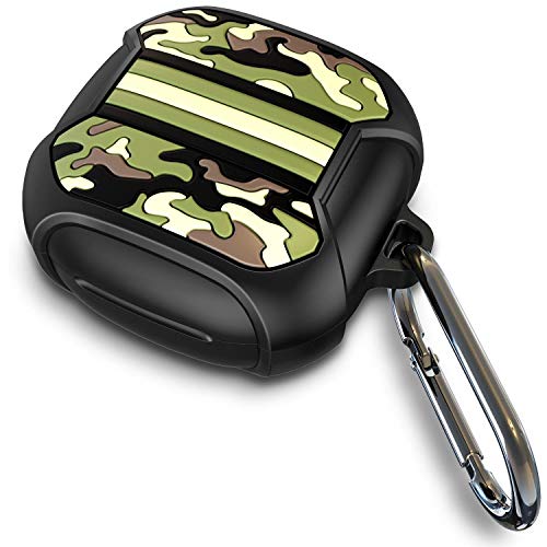 Tamiia for Samsung Galaxy Buds Pro 2 Case (2021) Samsung Galaxy Buds Pro Case (2021)/Galaxy Buds Live Case (2020)，Camo Black Soft Silicon，Night Luminous ，Comes with a Aluminum Carabiner