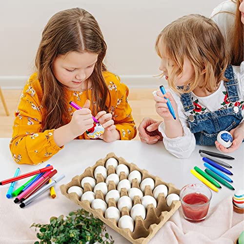 SallyFashion 48 Pcs White Wooden Eggs Fake Eggs Easter Eggs for Children DIY Game,Kitchen Craft Adornment,Toy Foods