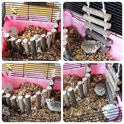 CEDAR ALPHA 4Pk 20" Natural Ladder, Hermit Crab,Bird Swing Ladder Chewing Toys Hanging,Pet Bird Cage Rodents Parakeet Ladder Bridge