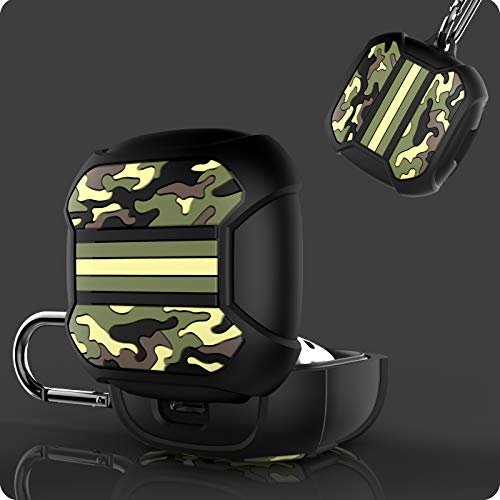 Tamiia for Samsung Galaxy Buds Pro 2 Case (2021) Samsung Galaxy Buds Pro Case (2021)/Galaxy Buds Live Case (2020),Camo Black Soft Silicon,Night Luminous ,Comes with a Aluminum Carabiner
