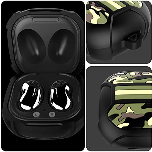 Tamiia for Samsung Galaxy Buds Pro 2 Case (2021) Samsung Galaxy Buds Pro Case (2021)/Galaxy Buds Live Case (2020),Camo Black Soft Silicon,Night Luminous ,Comes with a Aluminum Carabiner