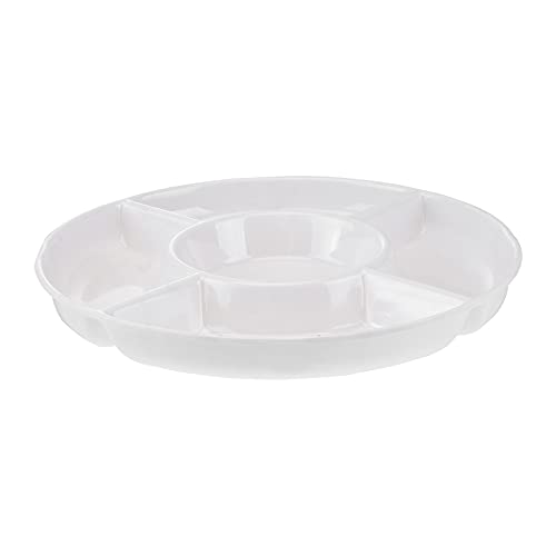 FRCOLOR Appetizer Serving Platter, Melamine Appetizer Serving Tray Compartment Serving Platter Tray Divided Snack Dish for Restaurant 9 Inch