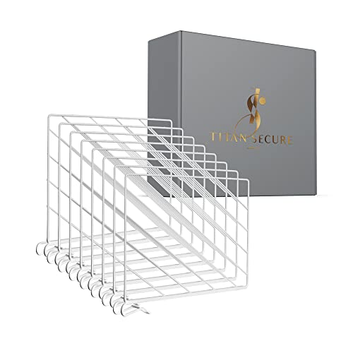 TitanSecure Shelf Dividers for Closets, 8 PK White 12β Sturdy Wood Shelf Dividers | Shelf Organizer for Closets for Wood or MDF Shelves β Use as Bathroom Kitchen Pantry Cabinet Organizers and Storage