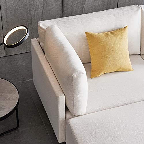 Fomgeely Modern Linen Sectional Sofa, L-Shaped Couch with Chaise, Convertible Sofa Couch, Wide Armrest, Small for Space Apartment, Beige (ORW247S00162-10082-2033128931)