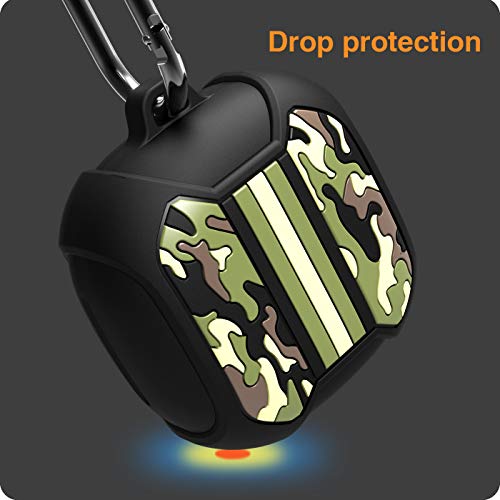 Tamiia for Samsung Galaxy Buds Pro 2 Case (2021) Samsung Galaxy Buds Pro Case (2021)/Galaxy Buds Live Case (2020),Camo Black Soft Silicon,Night Luminous ,Comes with a Aluminum Carabiner