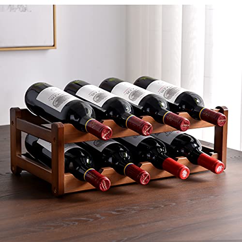Maydear Multi-Tier Bamboo Wine Rack, Wine Racks Countertop, Freestanding Display Stand Shelves-2 Tier