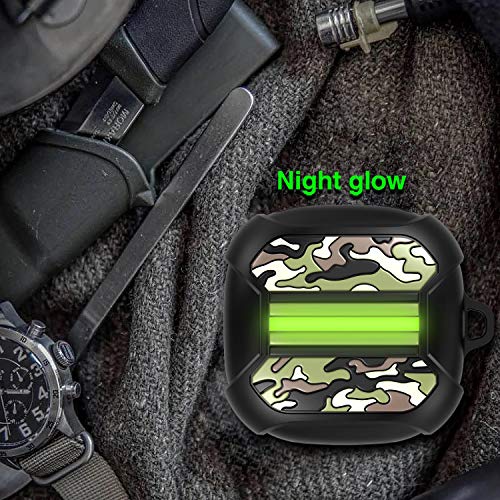 Tamiia for Samsung Galaxy Buds Pro 2 Case (2021) Samsung Galaxy Buds Pro Case (2021)/Galaxy Buds Live Case (2020),Camo Black Soft Silicon,Night Luminous ,Comes with a Aluminum Carabiner