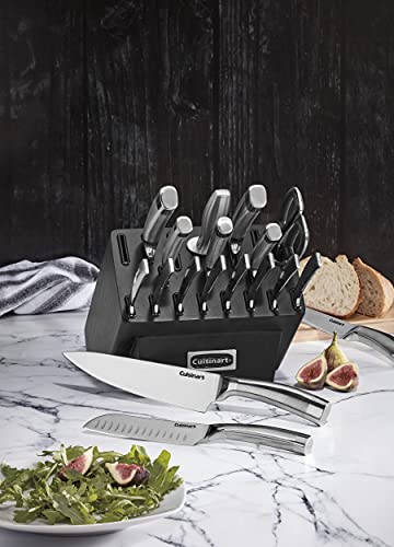 Cuisinart C77SS-19P Normandy 19 Piece Cutlery Block Set, Stainless Steel Ashwood Black
