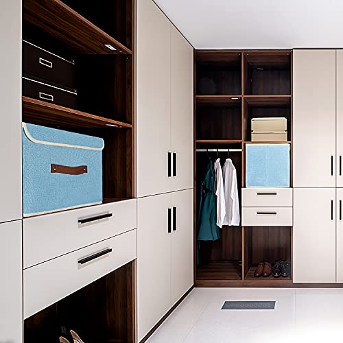 JYPS 3-Pack Extra Large Collapsible Storage Bins with Lids and Handles (15x10x10 inches), Washable Foldable Clothes Storage Boxes, Storage Cubes Organizer for Bedroom Closet Office -Blue
