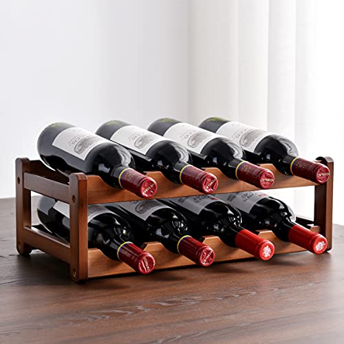 Maydear Multi-Tier Bamboo Wine Rack, Wine Racks Countertop, Freestanding Display Stand Shelves-2 Tier
