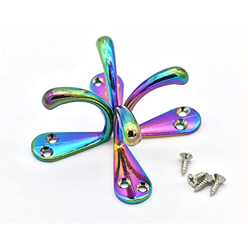 noyin Metal Rainbow Wall Hook with Screws Decorative Hooks Coat Hangers Rack Bag Hooks Bath Towel Hooks Scarf Hooks Hat Hooks for Hanging Objects 2pcs