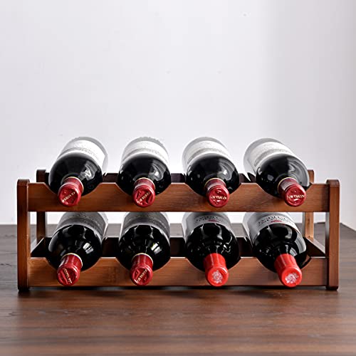 Maydear Multi-Tier Bamboo Wine Rack, Wine Racks Countertop, Freestanding Display Stand Shelves-2 Tier