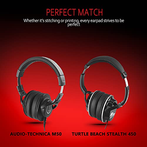 Krone Kalpasmos Premium Replacement ATH M50X earpads, Audio Technica Headphone Covers Fit ATH M50 M40X M40 M35 M30 MSR7, Large Oval Pads for ATH M-Series, Softer and Thicker Memory Foam Ear Cushions