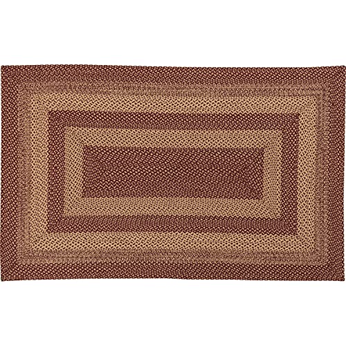 VHC Brands Burgundy Tan Jute Rug Rect w/Pad Rect 27x48
