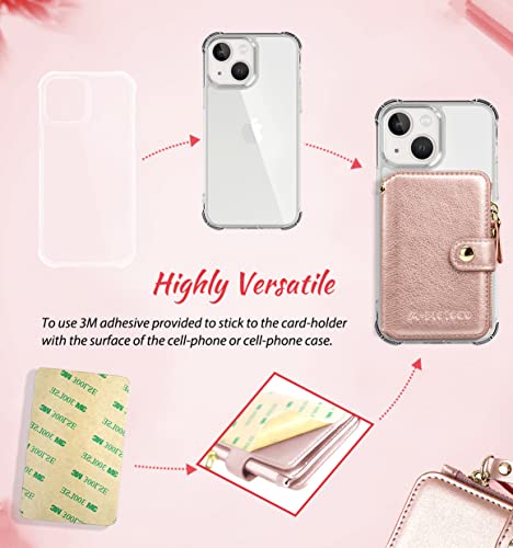 M-Plateau,Card Holder with Zipper Coin Purse,Phone Wallet with Cell Phone Lanyard for Most of Smart Cell Phones (Rose Pink)