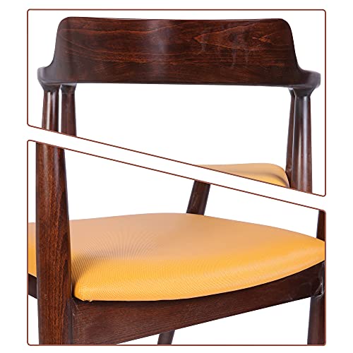 Koreyosh Mid Century Dining Chairs Solid Birch Wood Kitchen Walnut Dining Chair with Fireproof Cotton Seat & Curved Backrest Chair Side Modern