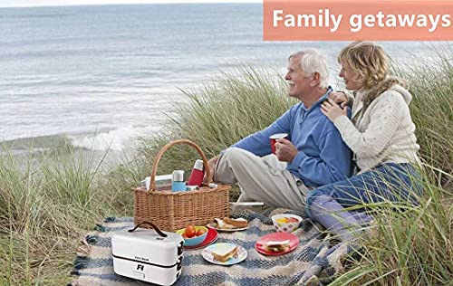 Focs Hoek Electric Lunch Box, Portable Heating Electric Lunch Box, 0.8L/110V With Spoon and Fork Insulation Bag, Suitable for Home School Office Workplace Travel(ONLY THE WALL PLUG) (White)