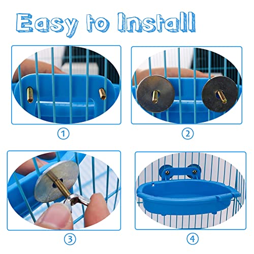 Bird Bath Tub 7 Packs, Wooden Bird Branches, Colorful Rattan Balls, Bird Shower Bathing Bowl for Cage, Parrot Bathtub Pool Bird Feeder Bowl Bird Cage Accessories