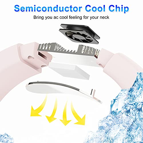 WOOLALA [2022 Newly] Built-in Cooling Chip Personal AC Neck Fan Truely Air Conditioner Hands-Free Wearable Fan for Quick Cool Down, 4000mAh USB Rechargeable Portable Fan for Daily Use