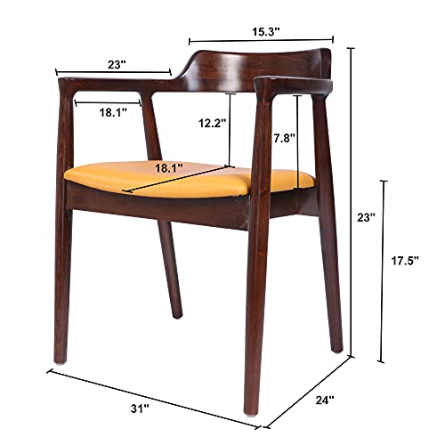 Koreyosh Mid Century Dining Chairs Solid Birch Wood Kitchen Walnut Dining Chair with Fireproof Cotton Seat & Curved Backrest Chair Side Modern