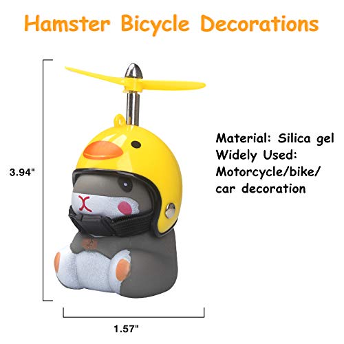 wonuu Duck Bike Bell with Light and Helmet Cute Hamster Bicycle Horn, Dashboard Decoration Hamster Toy Motorcycle Bike Bells Rubber Duck Car Dashboard Decorations (Chicken-Hamster)