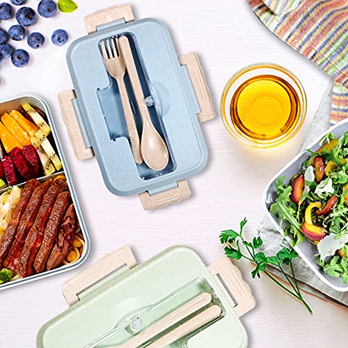 SITAKE Bento Box and Lunch Box for Kids, Come with Lunch Bag, Spoon and Fork, Microwaveable Wheat Straw Lunch Containers, Japanese-style 33.8oz/1000ml Lunchbox for Adults (Pink)