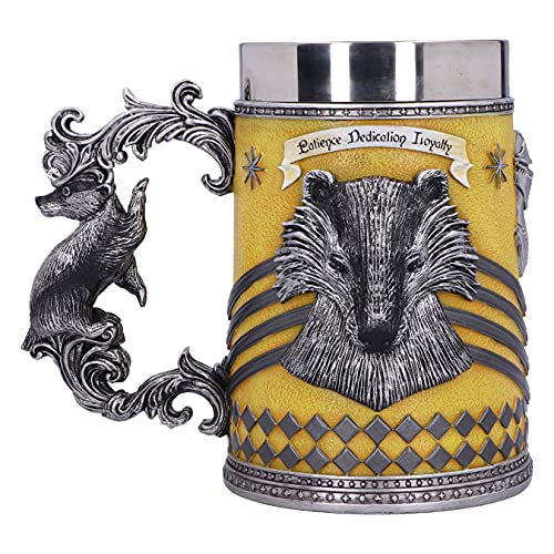 Nemesis Now Harry Potter Hufflepuff Hogwarts House Collectible Tankard, 1 Count (Pack of 1), Yellow Silver