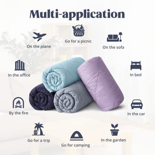 puredown® Down Throw Blankets for Couch, Lightweight Down Throw for Indoor and Outdoor, Soft Throw Blanket for Travel and Home, Sky Blue 50" x 70"