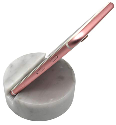 fashciaga Luxurious Marble Cell Phone Stand Holder for Cellphone Tablet On Desk, Countertop, Table, Nightstand. Heavy Solid Real Stone Mobile Phone Stands