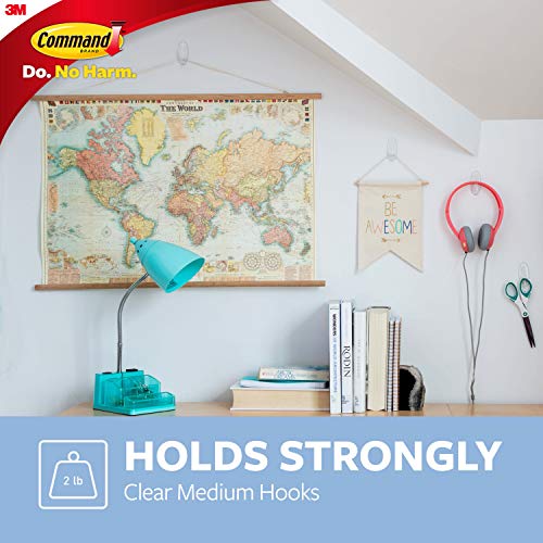 Command Variety Pack, Picture Hanging Strips, Wire Hooks and Wall Hooks, Damage Free Hanging Clear Variety Pack for Up to 19 Items, 1 Kit & CL091-7NA Clear Medium Hooks, 7 Count