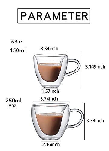 PCduoduo Heart Shaped Cup,Heat resistant creative double layer heart cup cup clear glass milk cup tea milk cup cup coffee cup (8oz/240ML)
