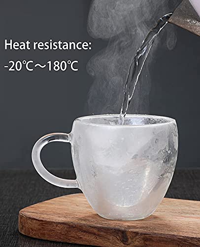 PCduoduo Heart Shaped Cup,Heat resistant creative double layer heart cup cup clear glass milk cup tea milk cup cup coffee cup (8oz/240ML)