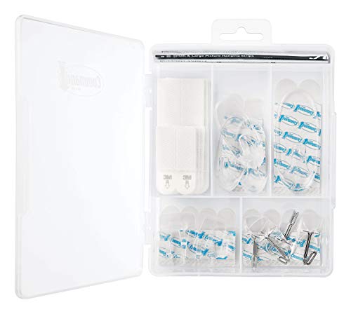 Command Variety Pack, Picture Hanging Strips, Wire Hooks and Wall Hooks, Damage Free Hanging Clear Variety Pack for Up to 19 Items, 1 Kit & CL091-7NA Clear Medium Hooks, 7 Count