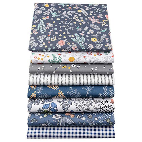 Fabric Squares Bundles,8 Pcs Cotton Fabric Quilting Floral Patterns Patchwork,Unique Spring Color Fabric Squares for Girls &Women DIY Crafts,Sewing, Quilting ((50x50cm) Light Color)