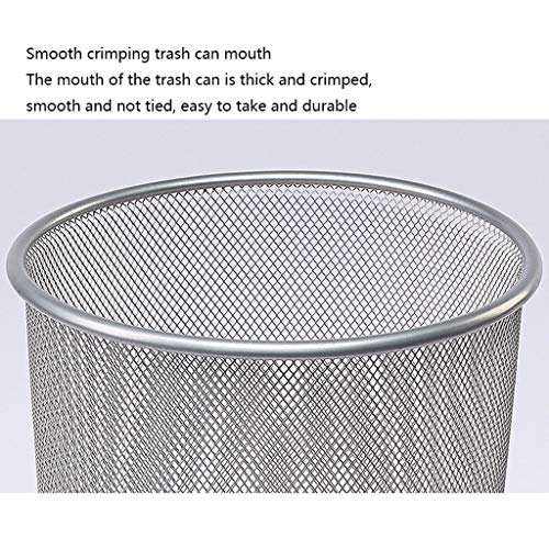 Trash Can Creative Iron Wire Mesh Trash Can Set Living Room Kitchen Bathroom Garbage Bin Office Thick Bamboo Bottom Paper Basket Waste Bin (Color : Purple)